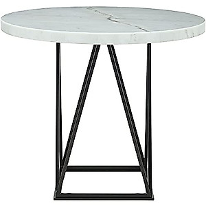 Hanover Bergen 5-Piece Dining Set with Round Counter-Height Table and 4 Tufted Chairs, HDR007-5PC-WH, 36.000, White, Gray