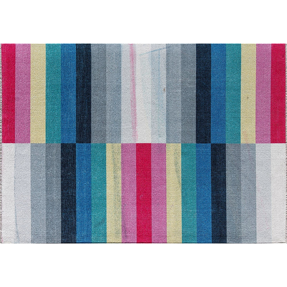 Rugs America Elizabeth Sutton Collection MI15A Flying Colors Stripe Mordern Multicolor Non-Shedding Living Room Bedroom Dining Home Office Area Rug, 5'3" x 7'0"