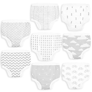 BaeBae Goods Grey Clouds Baby Training Underwear for Boys and Girls (12M), Absorbent Cotton Baby Toddler Training Pants for 12M, Unisex Underpants