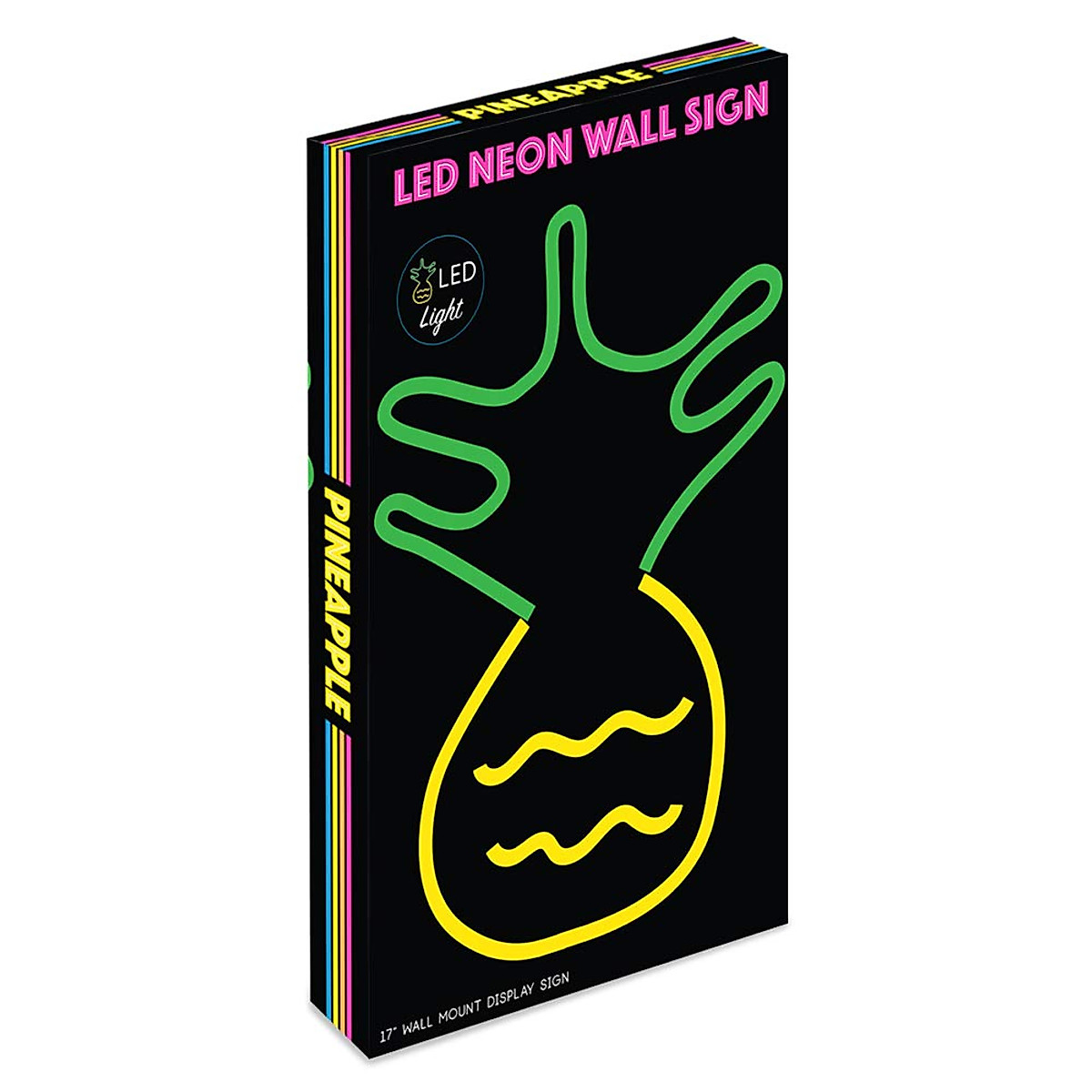 Isaac Jacobs 17” x 10” inch LED Neon ‘Yellow & Green Pineapple’ Wall Sign for Cool Light, Wall Art, Bedroom Decorations, Home Accessories, Party, and Holiday Décor: Powered by USB Wire (PINEAPPLE)