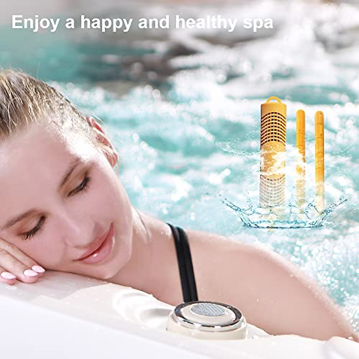 Joepoe SPA Mineral Stick Parts,Mineral Sticks for Hot Tub with 4 Months Lifetime Filter Cartridge Universal for Hot Tub&Pool (Yellow,3-Pack)