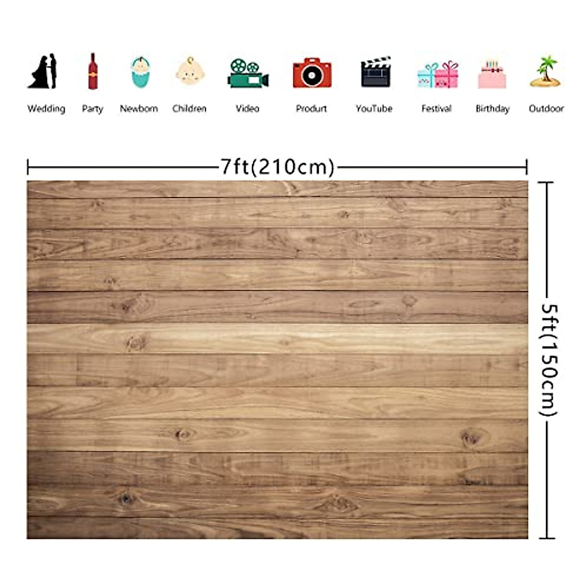 WOLADA 7x5FT Wood Backdrop for Party Wood Floor Backdrop Wood Backdrop Rustic Wood Backdrops for Photography Faux Wood Vinyl Backdrop Baby Shower Backdrops Wooden Backdrop Photo Studio Props 11789