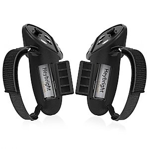 AMBISON Upgraded Controller Grips Cover for Oculus Meta Quest 3S/3 Accessories,with Adjustable Nylon Active Knuckle Straps&Battery Opening Protector,Anti Throw Relax Hands Enhance Holding (Black)