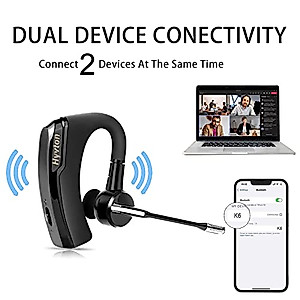 Hyvtom Bluetooth Headphone V4.1 Wireless Noise Cancelling Headset in-Ear Earbuds with Microphone Handsfree for Driving or Business, and Secure Fit for iPhone Android Cell Phones