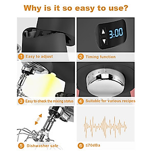 ZACME Mixers Kitchen Electric Stand Mixer, Aluminum die casting and Gears, 1 Hour Continuous Operation, Dual Cooling System, Low Noise DC Motor, LED Display and Timing Function, 600W 5.5QT, Food Grade