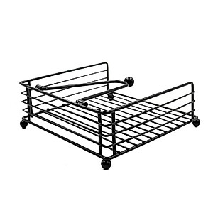 Napkins Holder Flat Napkins Holder with Weighted Arm Black Metal Kitchen Napkins Dispenser Cocktail Paper Napkins Holder for Table Home Restaurant Bathroom, 7X7 inch