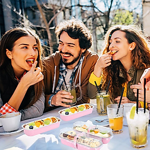 JuneHeart Mini Loaf Pans with Lids and Spoons, 100 Pack, Pink, 6.8oz, Rectangular Aluminum Foil Baking Pans