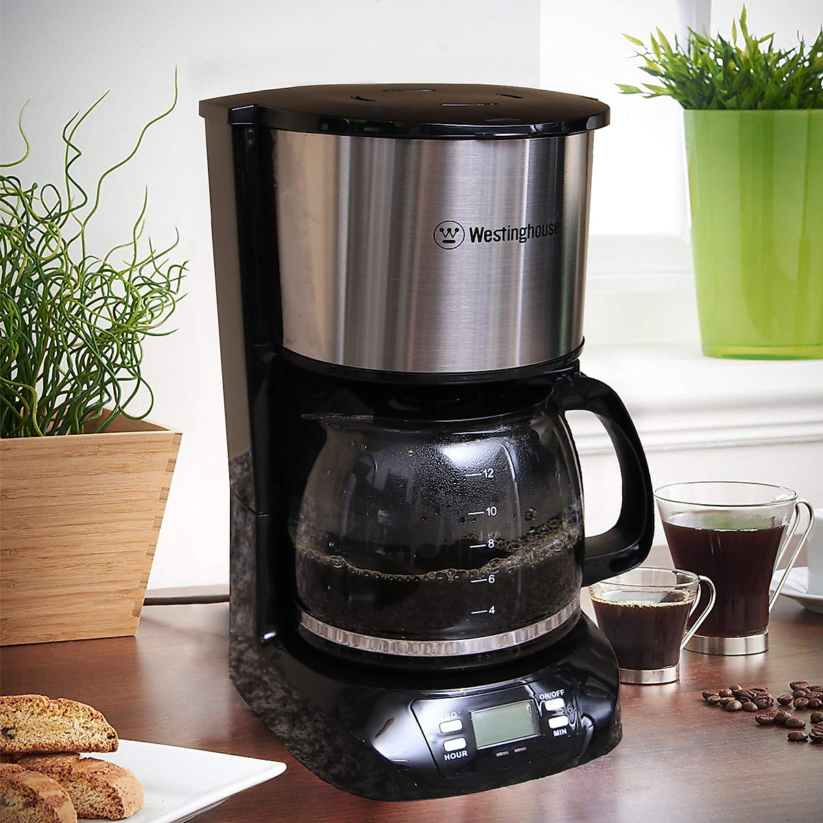 Westinghouse 220 volts coffee maker 220v 240 volt Digital Programmable Coffee Machine Permanent Filter & Hot Plate (NOT FOR USE IN USA)