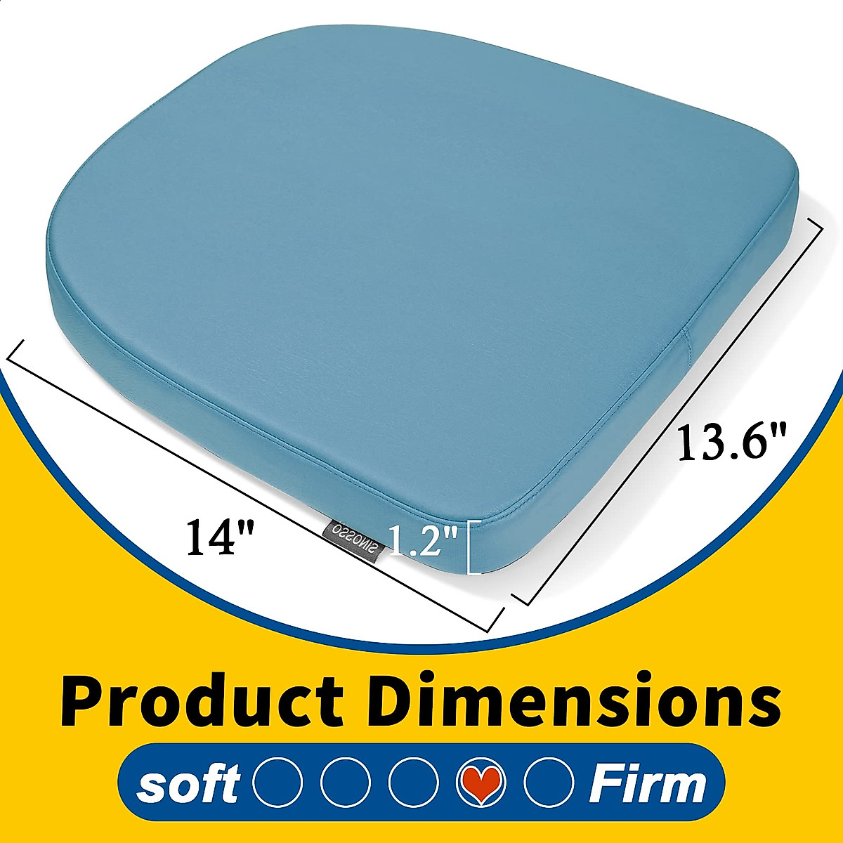 SINOSSO Modern Faux Leather 14" Metal Chair Cushion, Leathaire Magnetic Chair Pad for Dining Kitchen Cafe Bistro Stackable Chair (U-Shape, Blue, 1)