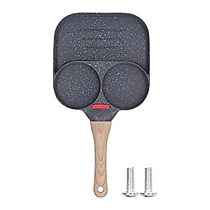 Nonstick Ceramic Frying Pan, Egg Frying Pan Heat Sensitive Silicone Aluminium Pancake Frying Pan with Comfortable Handle for Gas Stove and Induction Cookware (3 Holes)