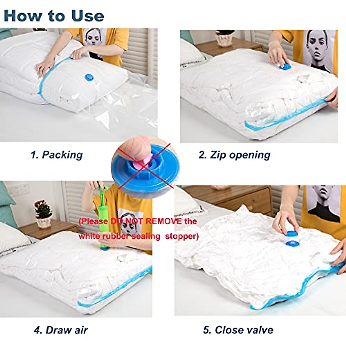Vacuum Storage Bags Space Saver Bags for Comforters Clothes Pillow Bedding Blanket Storage (4 Pack Jumbo - 40 * 27.5 inches)