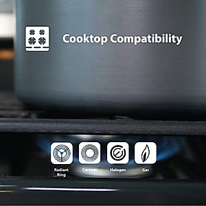 Swiss Diamond 9.5" (5.5 Qt) Soup Pot HD Nonstick Diamond Coated Aluminum Soup Pot, Includes Lid - PFOA Free, Dishwasher Safe and Oven Safe Soup Pot, Grey