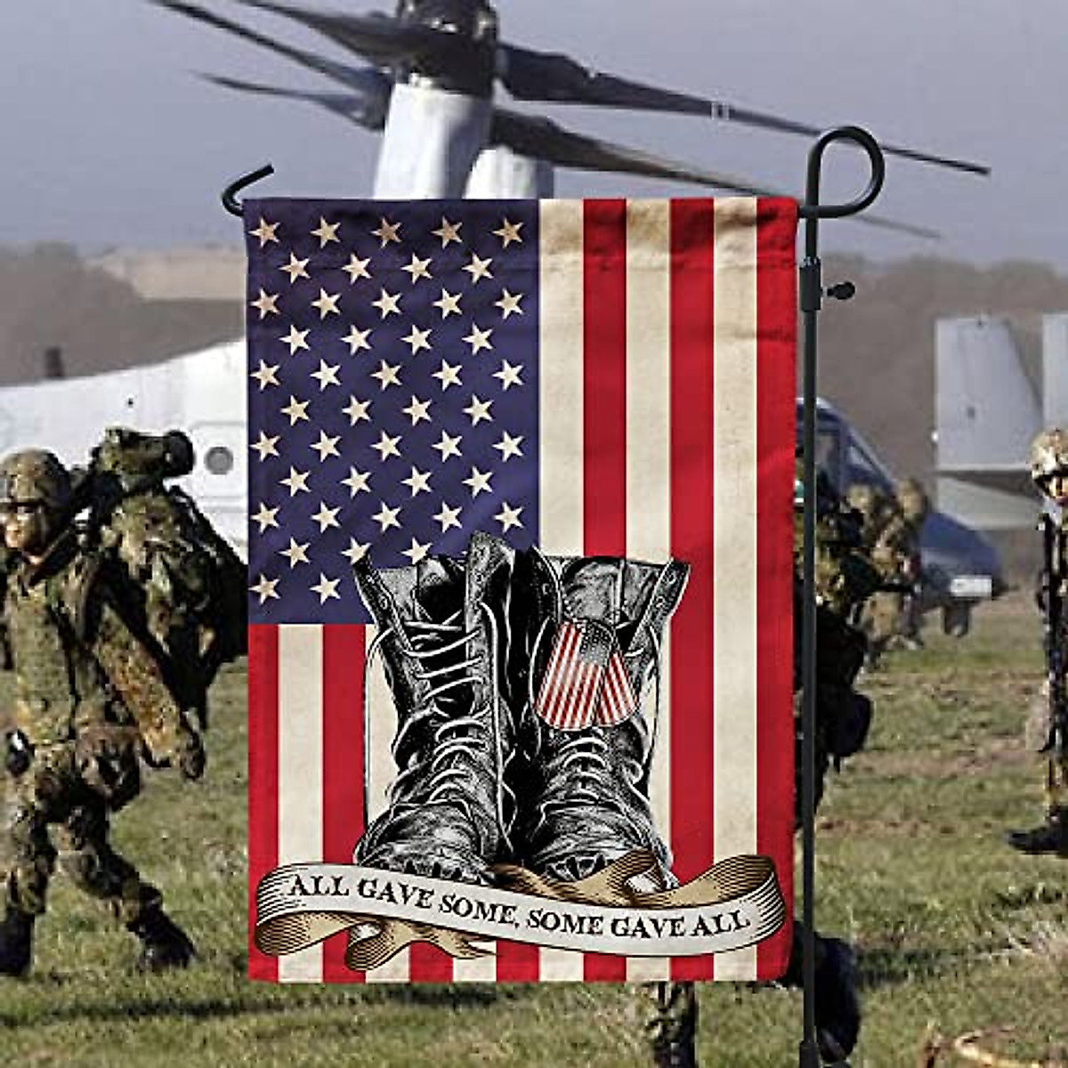 Artsy Woodsy 4th of July Independence Day Decorations God Bless America US Veteran American Soldier Fallen Hero Patriotic Military Burlap Garden Flag 12.5x18" Double-sided All-weather Yard Outdoor (01 (12x18"))