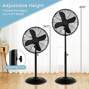 ARLIME Pedestal Fan, 16 Inch Oscillating Fan w/ 3 Speeds & Adjustable Height, 75° Oscillation & 20° Tilt, Heavy Duty Metal Aluminum Blades, Standing Fan for Bedroom, Home Office, Garage (Copper)