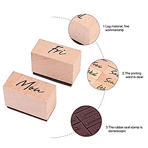 EXCEART 16pcs Wooden Stamps Week Stamps Retro Rubber Stamps DIY Scrapbooking Diary Stamps