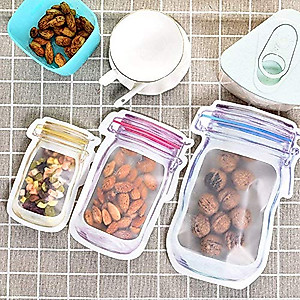 Reusable Mylar Storage Bags, 32 Ziplock Sealing Food Preserve Mason Jar Bags, Easy to fill and seal, Moisture proof, Transparent matte, Smooth edges, Sizes Large, Medium, Small