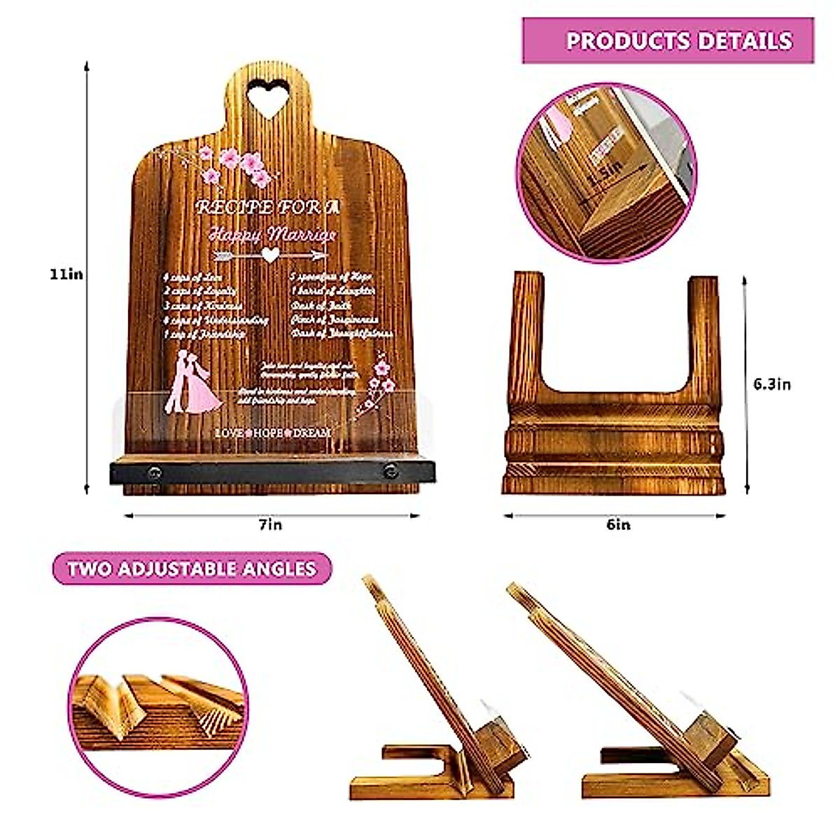 ORIKASO Wedding Gifts for Couples 2023 Engagement Anniversary Newlywed Gift for Couple Bridal Shower Gifts for a Happy Marriage Cookbook Stand Recipe Book Holder for Kitchen