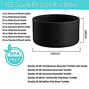 QIANHAI Protective Silicone Boots for Stanley Quencher Adventure 40oz Tumbler & IceFlow 30oz 20oz -Sport Water Bottle Bottom Sleeve Fits Hydro Flask -Stanley Cup Accessories (1Black)