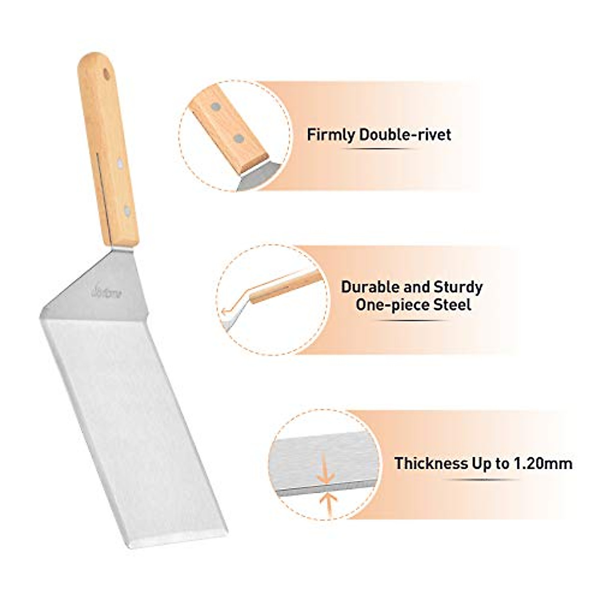 Skyflame Stainless Steel Griddle Spatula - Griddle Accessories 6 x 5 in Hamburger Turner Scraper with Cutting Edge, Great for Pancake Flipper, BBQ Grill and Flat Top Griddle (1)