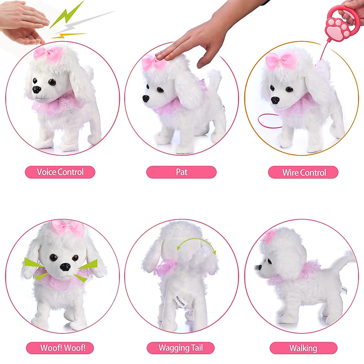 WorWoder Kids Walking and Barking and Tail Wagging Puppy Dog Toy Pet