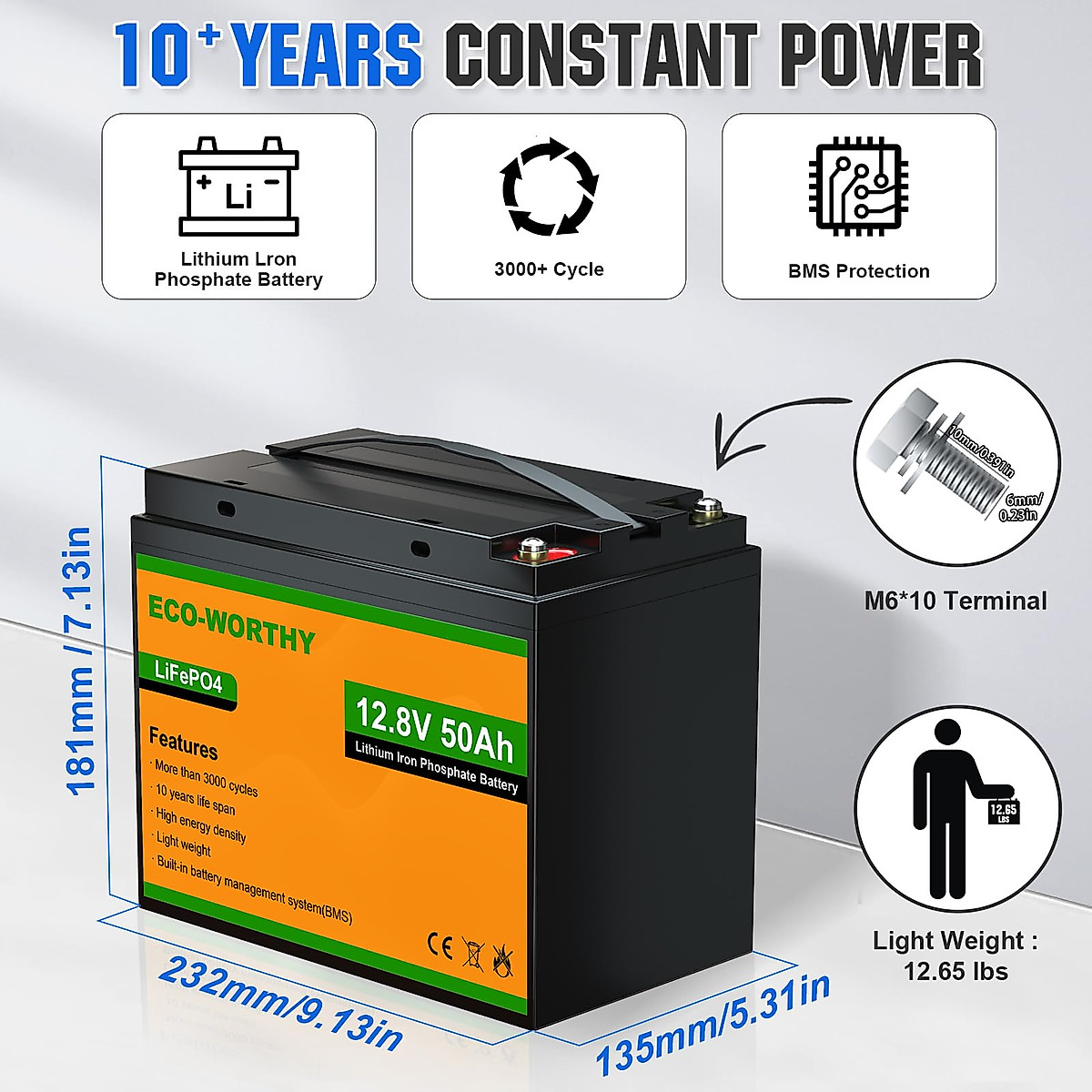 ECO-WORTHY 200 Watt 12V Complete Solar Panel Starter Kit for RV Off Grid with Battery and Inverter: 200W Solar Panels+30A Charge Controller+50Ah Lithium Battery+600W Solar Power Inverter