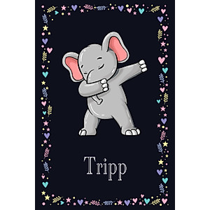 Tripp: Personalized Elephant Dabbing Notebook For Boys With Name, Elephant Journal, Perfect Cute Elephant Gifts ... 6 x 9 110 Pages.
