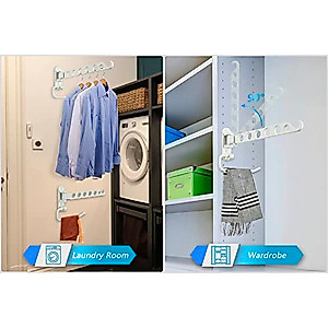 VICSKY Wall Mounted Laundry Hanger Rack (White), Small Drying Rack with 6 Holes, 180° Swing Arm and 90° Folding, Sturdy Hanging Clothes, Safe and Space Saver, Valet Hook, Solid Aluminum
