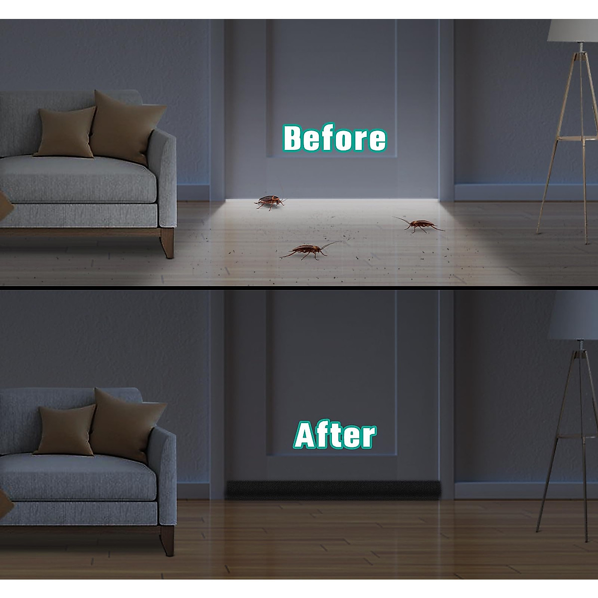 MAXTID Under Door Draft Blocker Black Door Draft Stopper 38" Noise Reducer Breeze Light Cold Air Guard Sound Proof Door Sweep 32" 36" 38" Weather Stripping Door Bottom Seal Insulation Strip Gap Filler