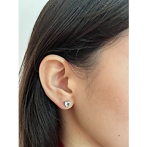 Qoolnear Sterling Silver Heart Stud Earrings,Small Heart Sterling Silver Earrings,Silver Stud Earrings Sterling Silver Earrings for Girls,Cute Earrings for Teen Girls