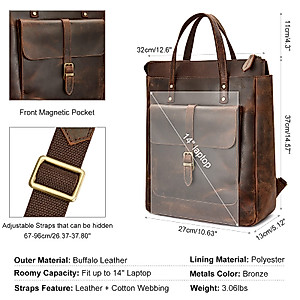 S-ZONE Women Genuine Leather Backpack Purse Bundle with Retro Bucket Tote Vintage Hobo Handbag Distressed Shoulder Bag