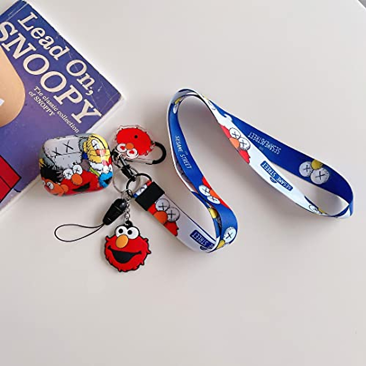 Fancy Funny Personalised and Unique IMD Process TPU Soft Airpods 3rd Generation Case,with Sesame Family Lanyard Keychain Airpods 3rd Generation Case Cover（2021 Release）