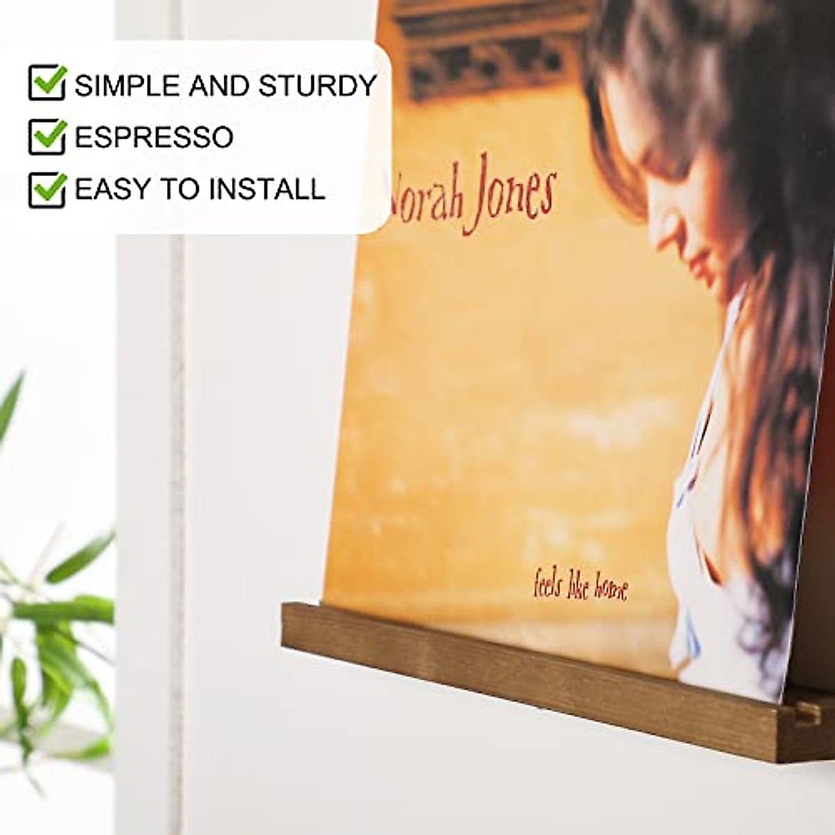 Amyhill 12 Pieces Vinyl Record Wall Mount Wood Record Holder Wall Mount Vinyl Holder Display Record Shelf Storage Vinyl Shelf Solid Vinyl Record Stand Wall Ledge Shelf Modern Floating Shelves for LPs