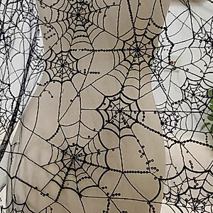 Spiderweb Lace Fabric Soft Black Lace Fabric by The Yard Halloween Cobweb Tulle Fabric for DIY Dress Top Sew Party Decorative Overlays for Table,Halloween Decor (Black, 3 Yard (70 x51 in))