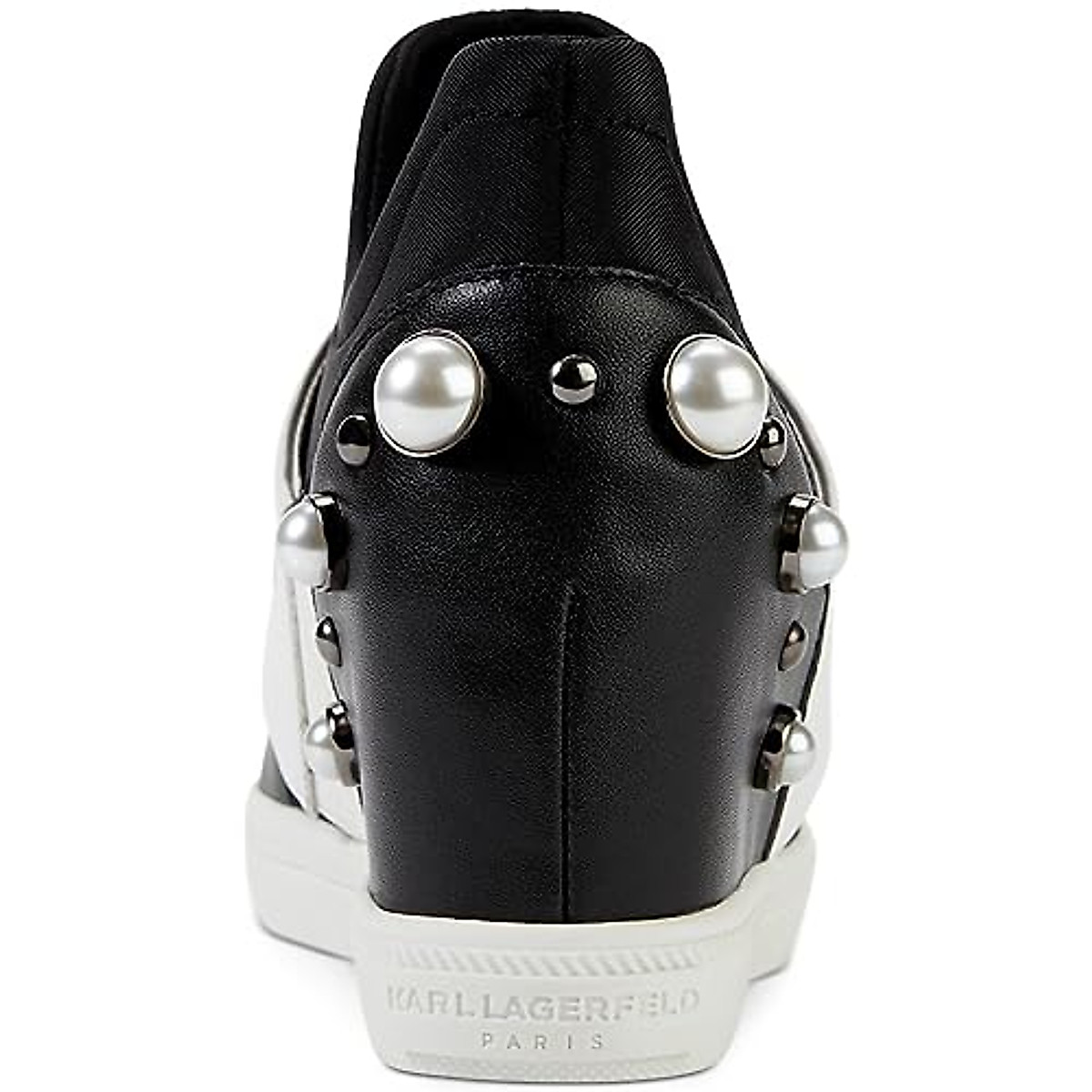 Karl Lagerfeld Paris Womens Charsi Leather Casual and Fashion Sneakers Black