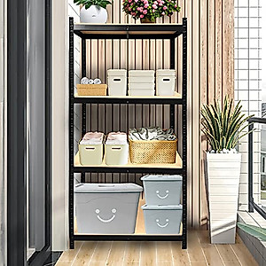 4-Tier Storage Shelving Unit (63.77 x 31.5 x 15.75) inch, Indoor/Outdoor, Heavy Duty Steel Storage Shelving Unit, Black