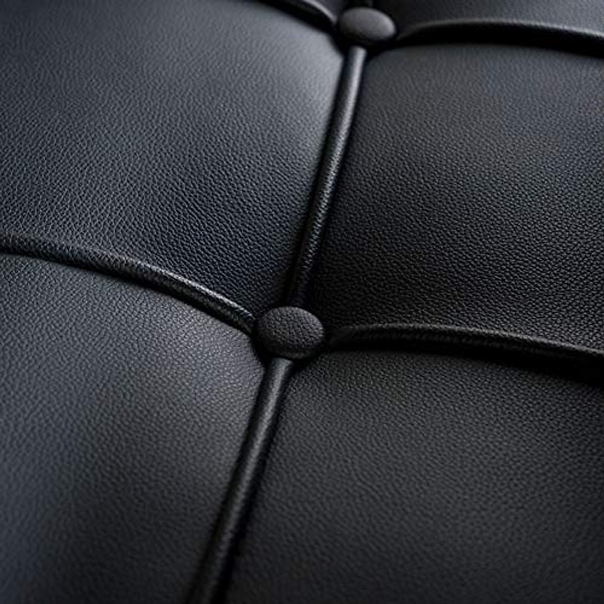 Christopher Knight Home Milania Modern Button Tufted Leather Dining Chairs, 2-Pcs Set, Black / Silver