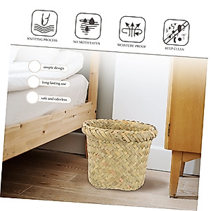 OKUMEYR Wastebasket Trash Can, Black, Wicker, Open-Top