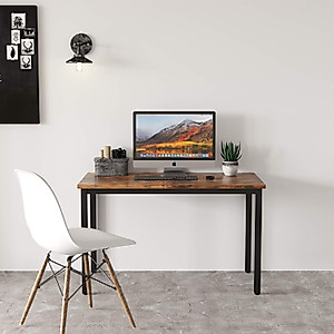 IRONCK Computer Desk, 39.4" Small Desk Home Office Study Writing, Wood and Desk Metal Frame, Modern Simple Laptop Table for Small Place, Easy Assembly, Industrial Style