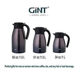 GiNT 51Oz Stainless Steel Thermal Coffee Carafe with Lid/Double Walled Vacuum Thermos / 12 Hour Heat Retention (Purple, 1.5L)