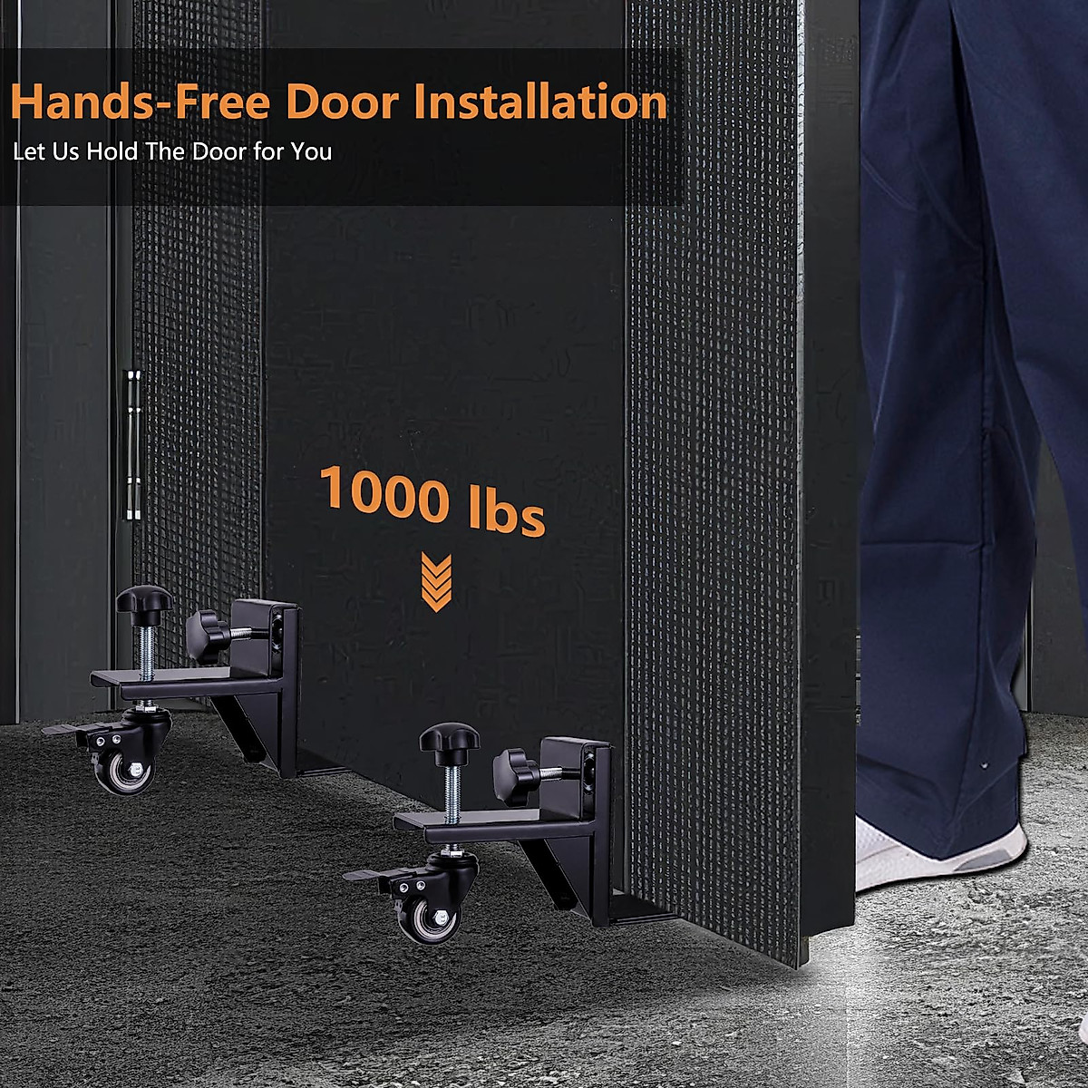 Door Installation Tool Kit, 2 Pcs Door Installation Dolly, Heavy Duty Door Board Dolly for 1" to 2-3/8" Pre-Hung, Slab, and Front Doors, Barn Doors Up To 1000 Lbs