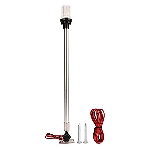 Boat Stern Light, 360 Degrees All Around Fold Down Pole Light, 3NM Visibility LED Navigation Light with 316 Stainless Steel Base for Marine, Fishing Boat, Yacht, Pontoon (22 inch)