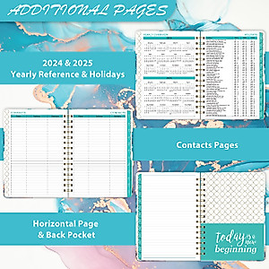 2024 Planner - 2024 Weekly & Monthly Planner with Tabs, 6.3" x 8.4", January 2024 - December 2024, Hardcover Planner 2024 with Back Pocket + Thick Paper + Twin-Wire Binding - Contrast Watercolor