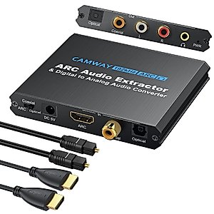 CAMWAY Digital to Analog Audio Converter,ARC Audio Extractor Audio Return Channel,Digital Optical SPDIF Coaxial and Analog 3.5mm L/R Stereo Audio Converter,Coaxial to 3.5mm and RCA