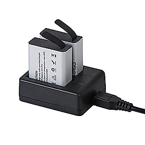 AKASO V50X/ Brave 4 Pro/ Brave 6 Plus 2X 1350mAh Rechargeable Action Camera Battery with USB Dual Charger, Not Compatible with AKASO V50 Pro/ V50 Elite