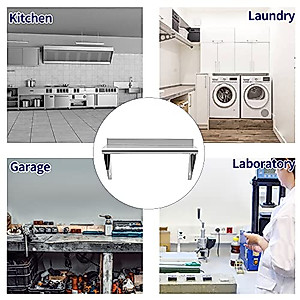 BIEAMA 2PCS 12"×24" Stainless Steel Wall Shelf, NSF, Commercial Wall Mount Floating Shelving for Restaurant, Kitchen and Hotel