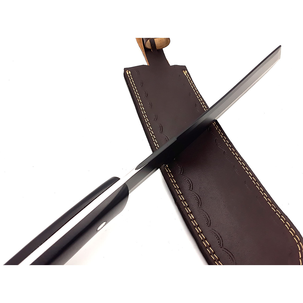 Nooraki MK-353 Handmade Fixed Blade Machete Knife, Multi Use Axe Machete Knife, Camping Knife, Hunting Knife, Bushcraft Knife, Full Tang Handle 17 inches with Hand Stitched Leather Sheath