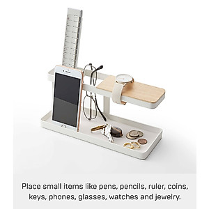 YAMAZAKI home 2299 Desk Bar-Wood & Steel Organizer, One Size, White