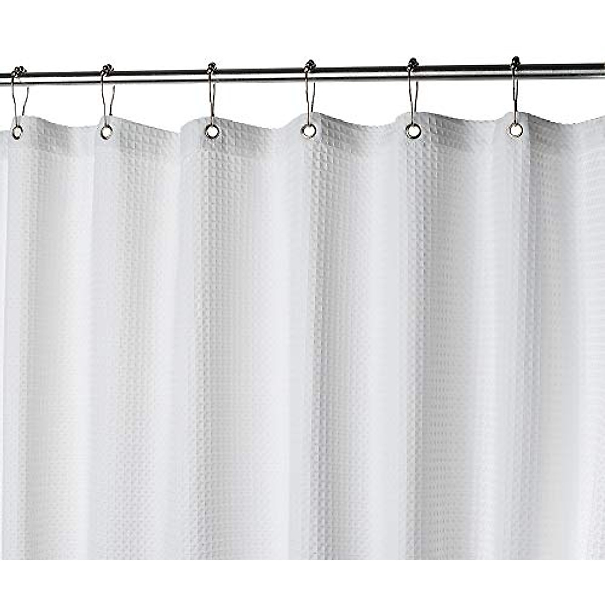 Waffle Fabric White Shower Curtain with Liner Set - Includes Free Clear Liner, Decorative Shower Curtain for Bathroom Set - Rustproof Metal Grommets Waterproof Hotel Quality 72" x 72" Heavy 290 GSM