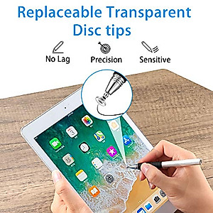 12 Pieces Universal Stylus Replacement Disc Tips Precision Round Shape Replaceable Stylus Pen Disc Tips for Touch Screen Devices