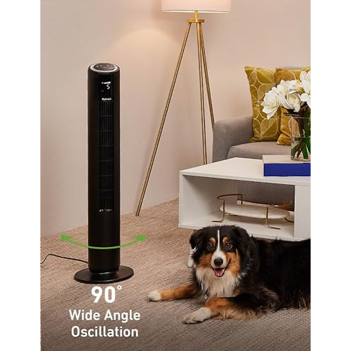 HOLMES 42" Digital Tower Fan, ClearRead Display, 90° Oscillation, 5 Speeds, 4 Modes, 8-Hour Timer, Home, Bedroom or Office, Remote Control, Matte Black